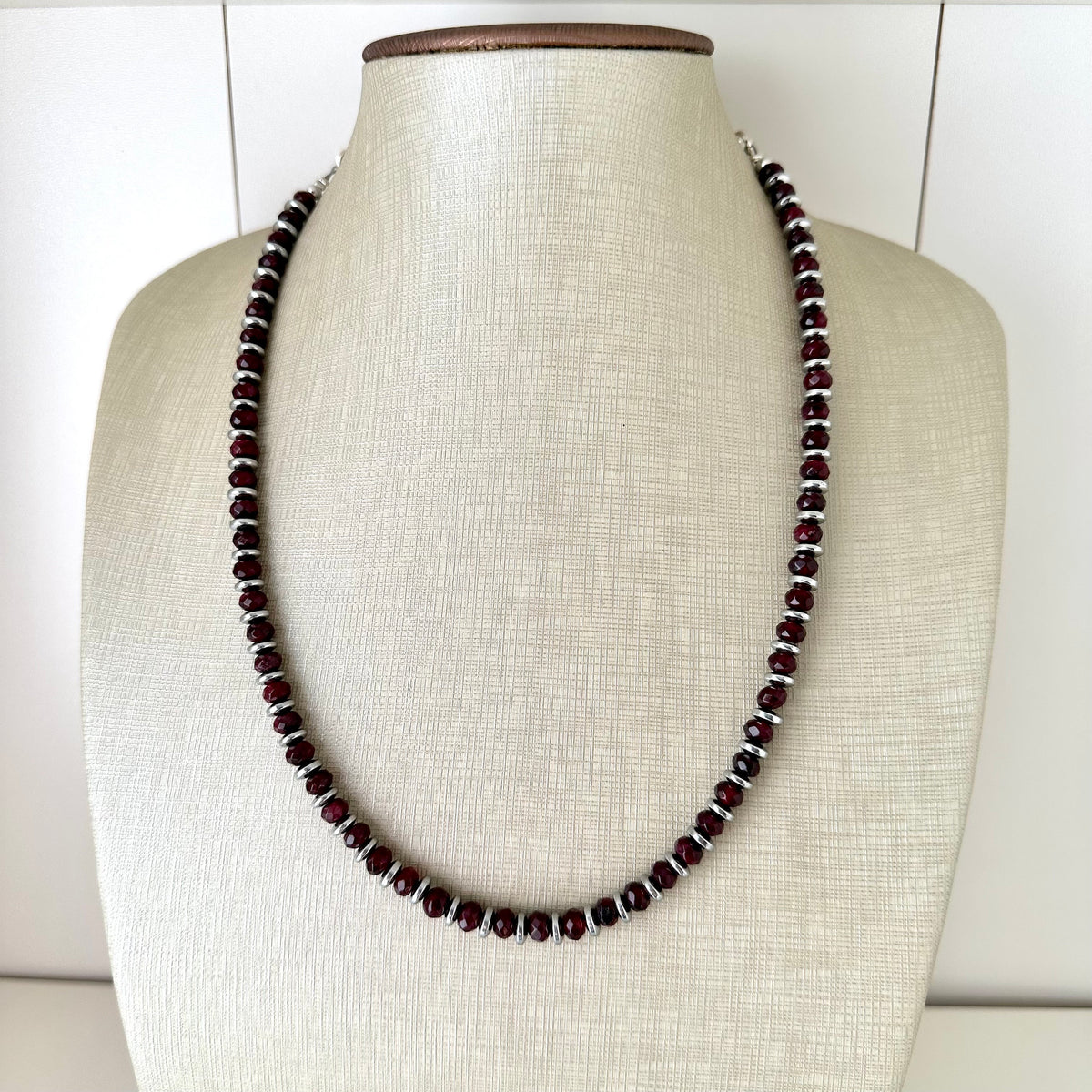 Garnet & Silver Necklace, Maroon Jewelry, dark red statement Pieces, J ...