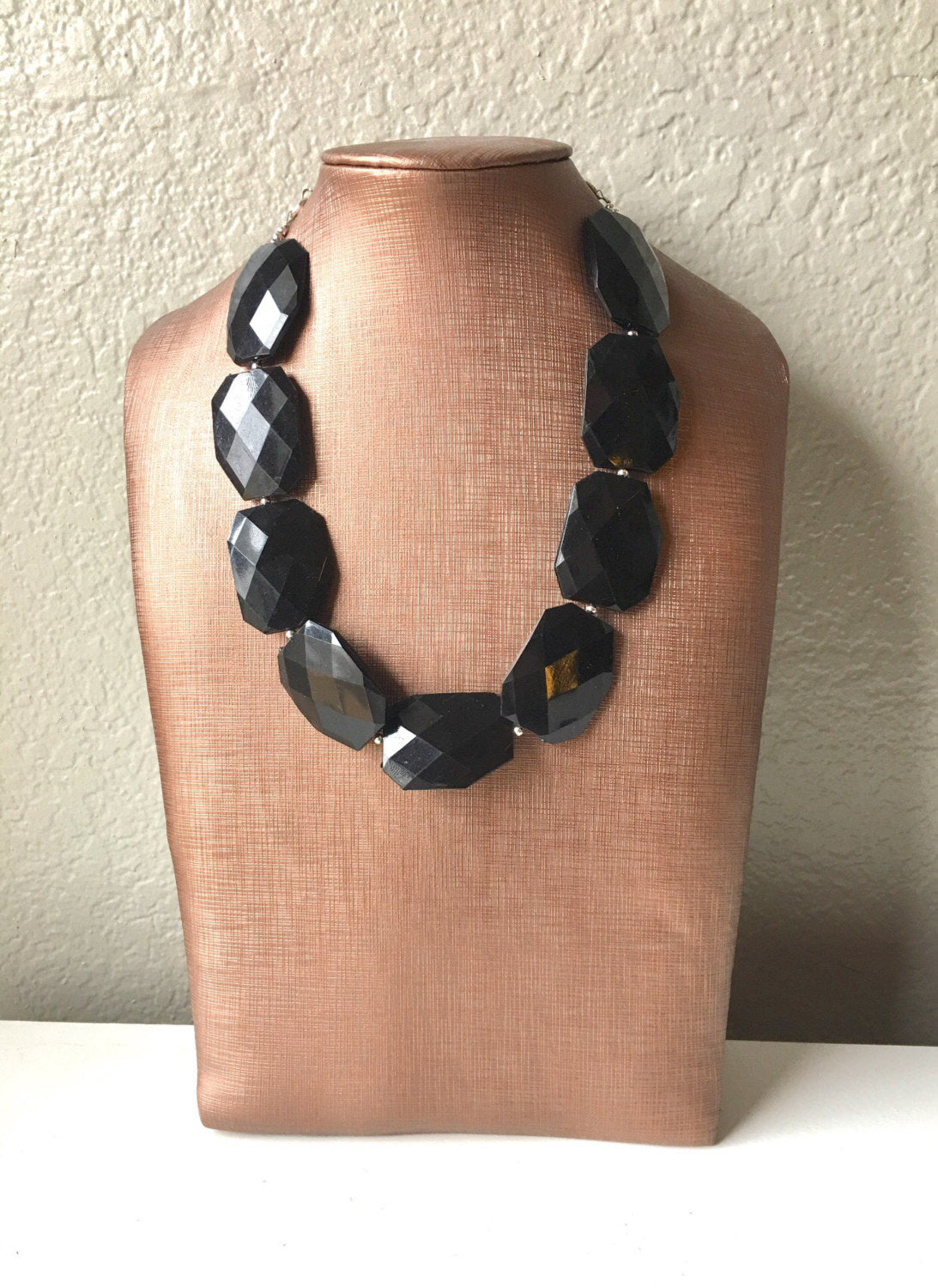 Chunky black bead necklace store